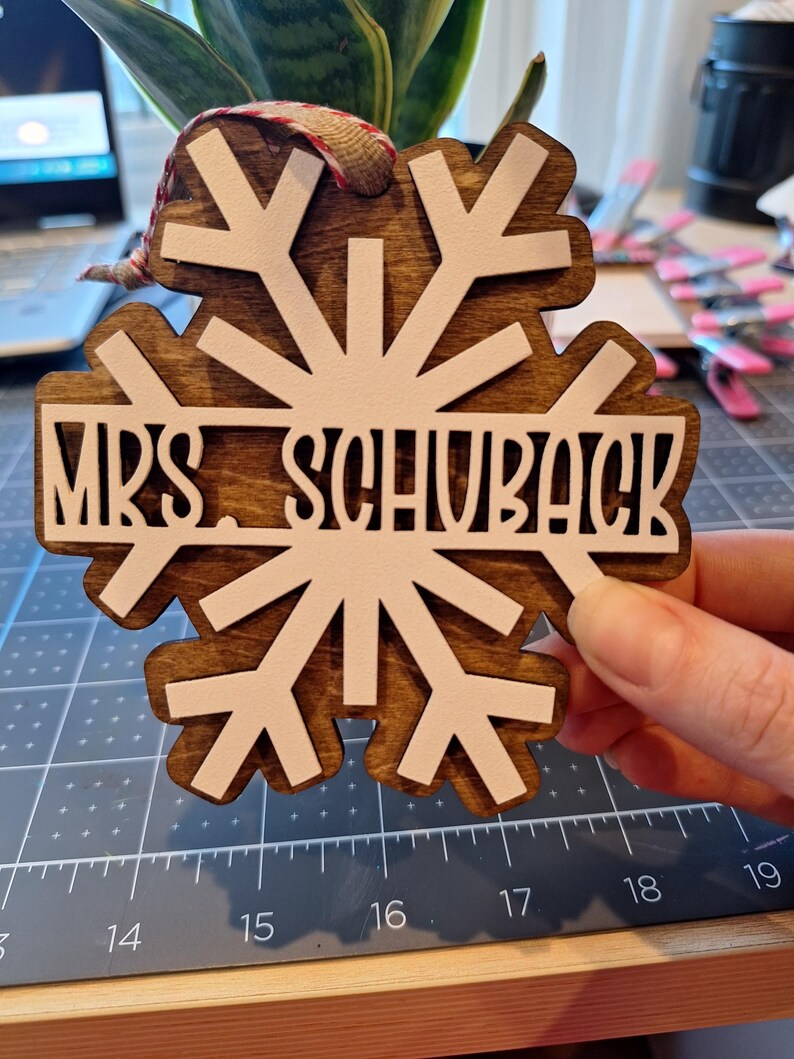 Snowflake Christmas Ornament Personalized Gift Tag Teacher Ornament ...
