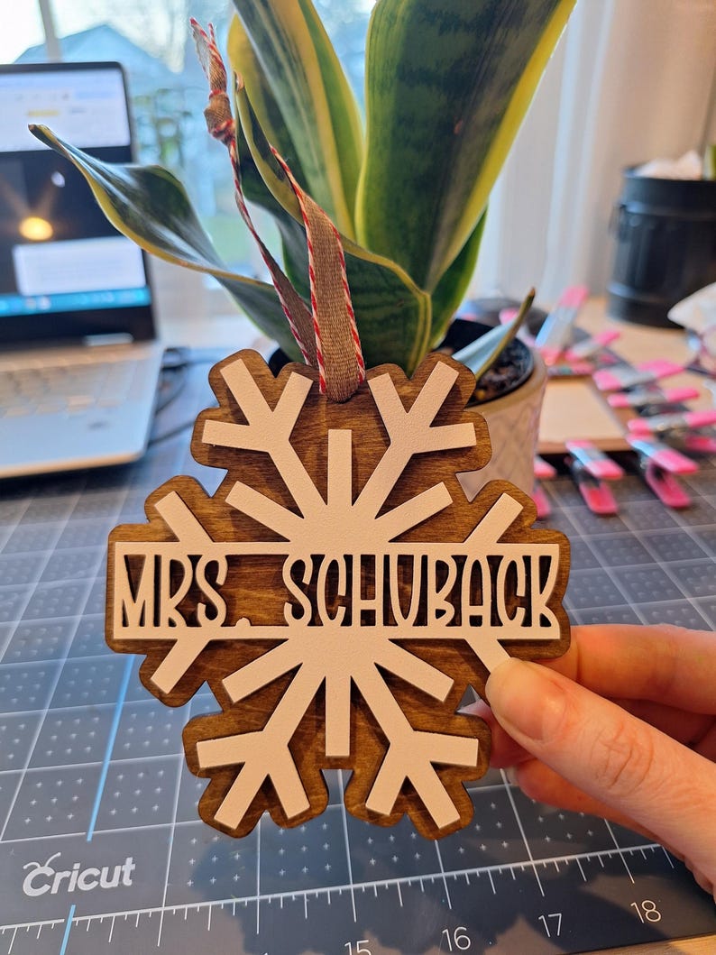 Snowflake Christmas Ornament Personalized Gift Tag Teacher Ornament ...