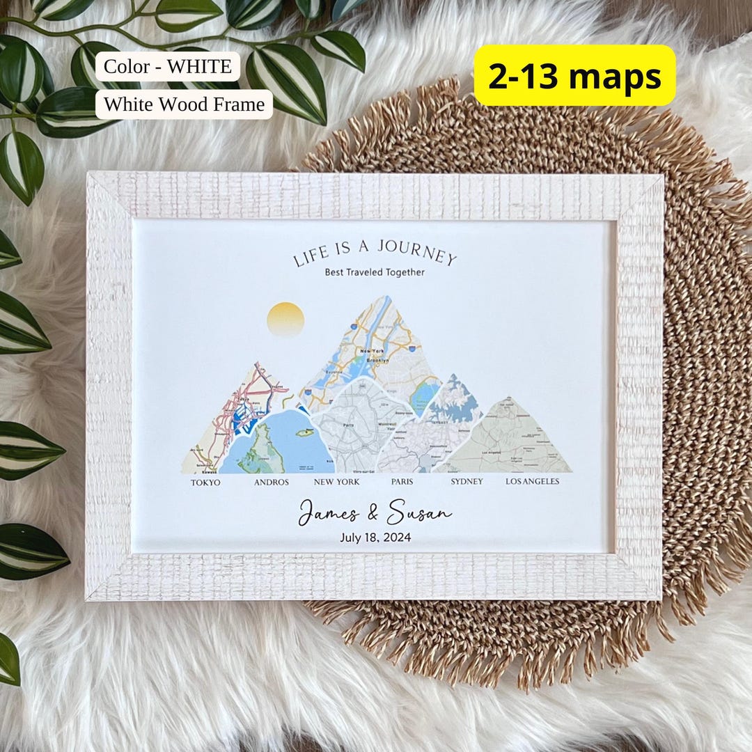 Personalized Journey Map - 2-13 Locations Mountain Wall Art - Custom ...