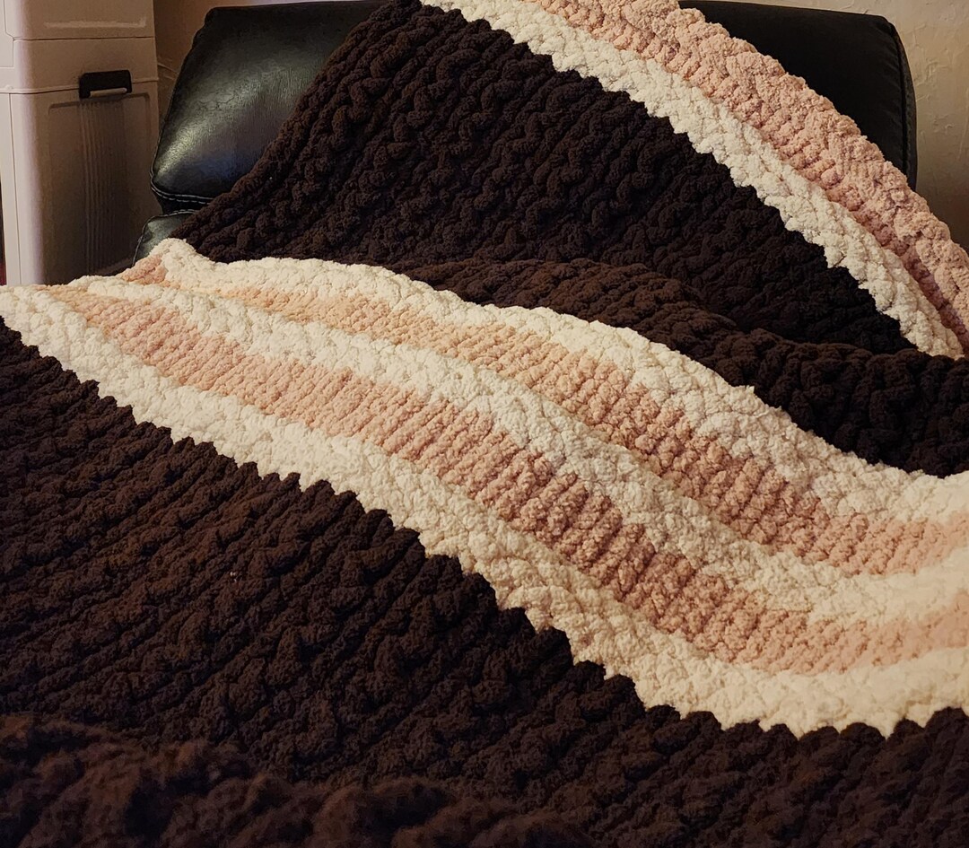Cocoa Latte Chunky Knit Blanket - Etsy