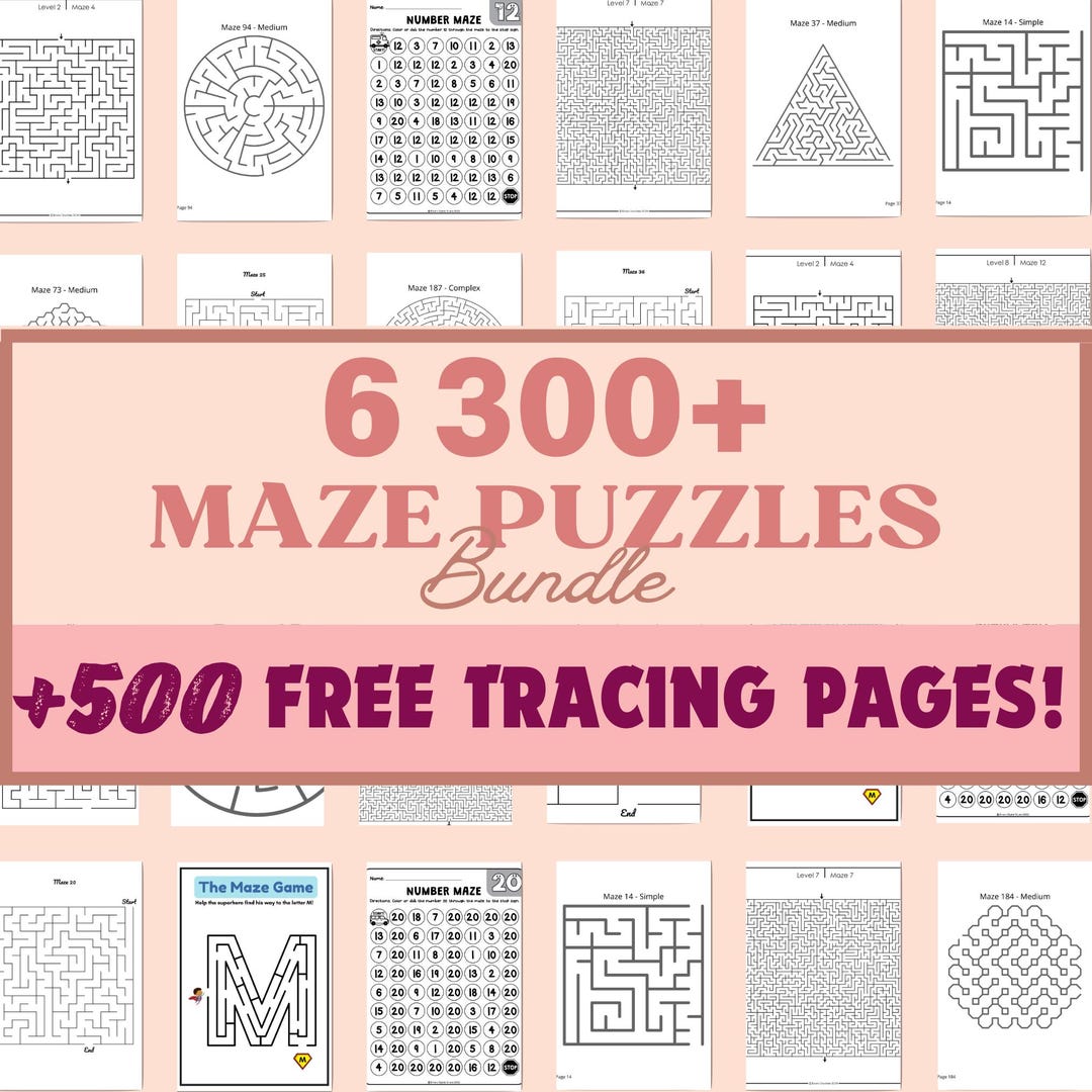 6300 Maze Puzzles, Different Difficulty Levels, Preschool Printables ...