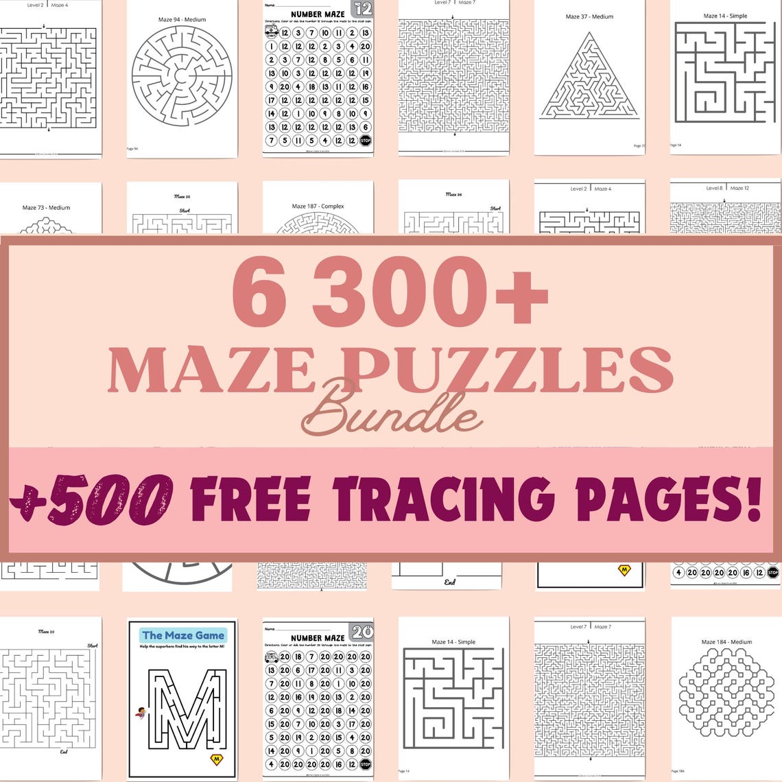 6300 Maze Puzzles, Different Difficulty Levels, Preschool Printables ...