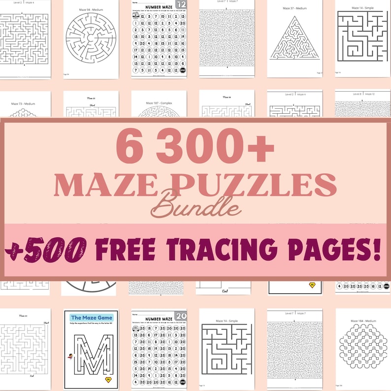 6300 Maze Puzzles, Different Difficulty Levels, Preschool Printables ...
