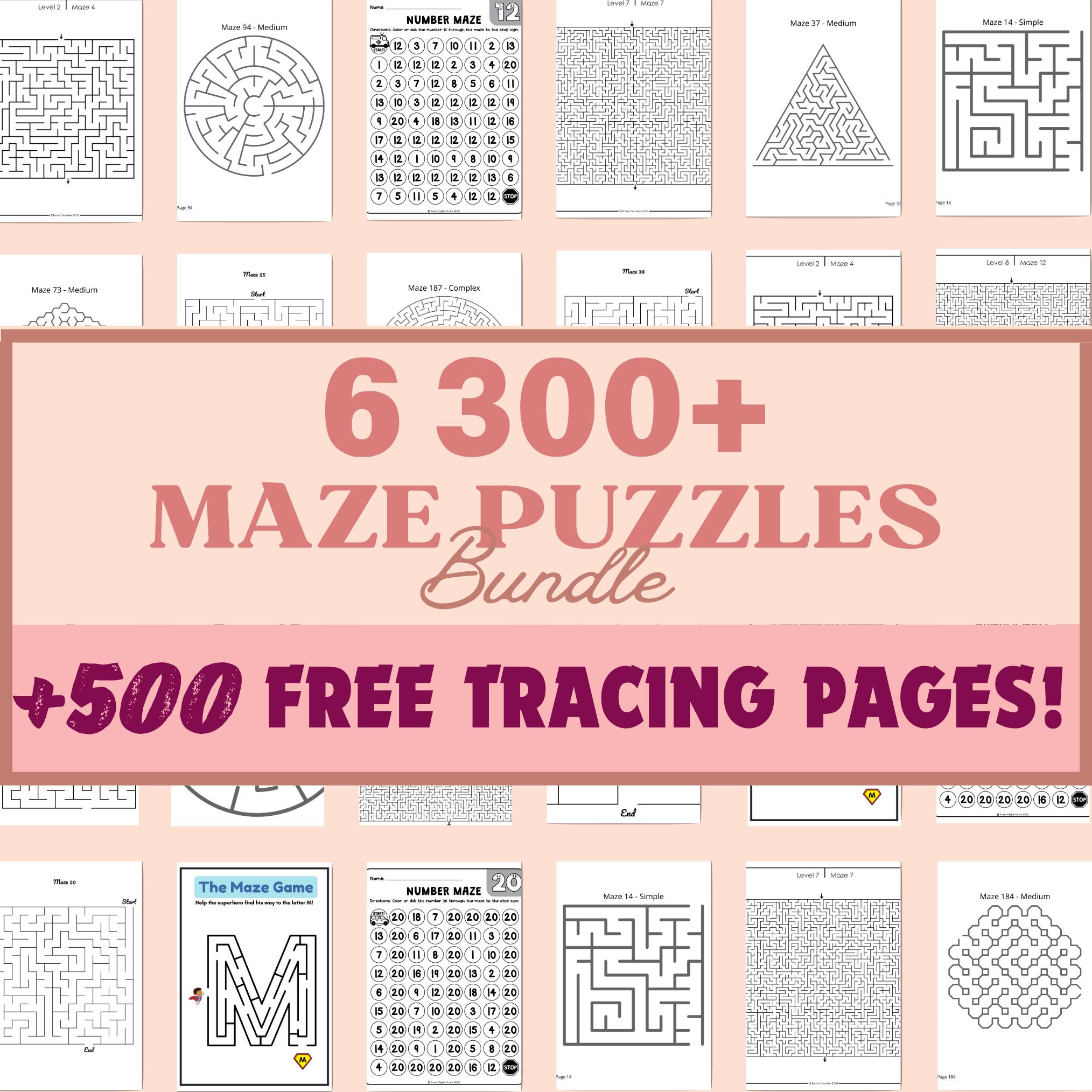 6300 Maze Puzzles, Different Difficulty Levels, Preschool Printables ...