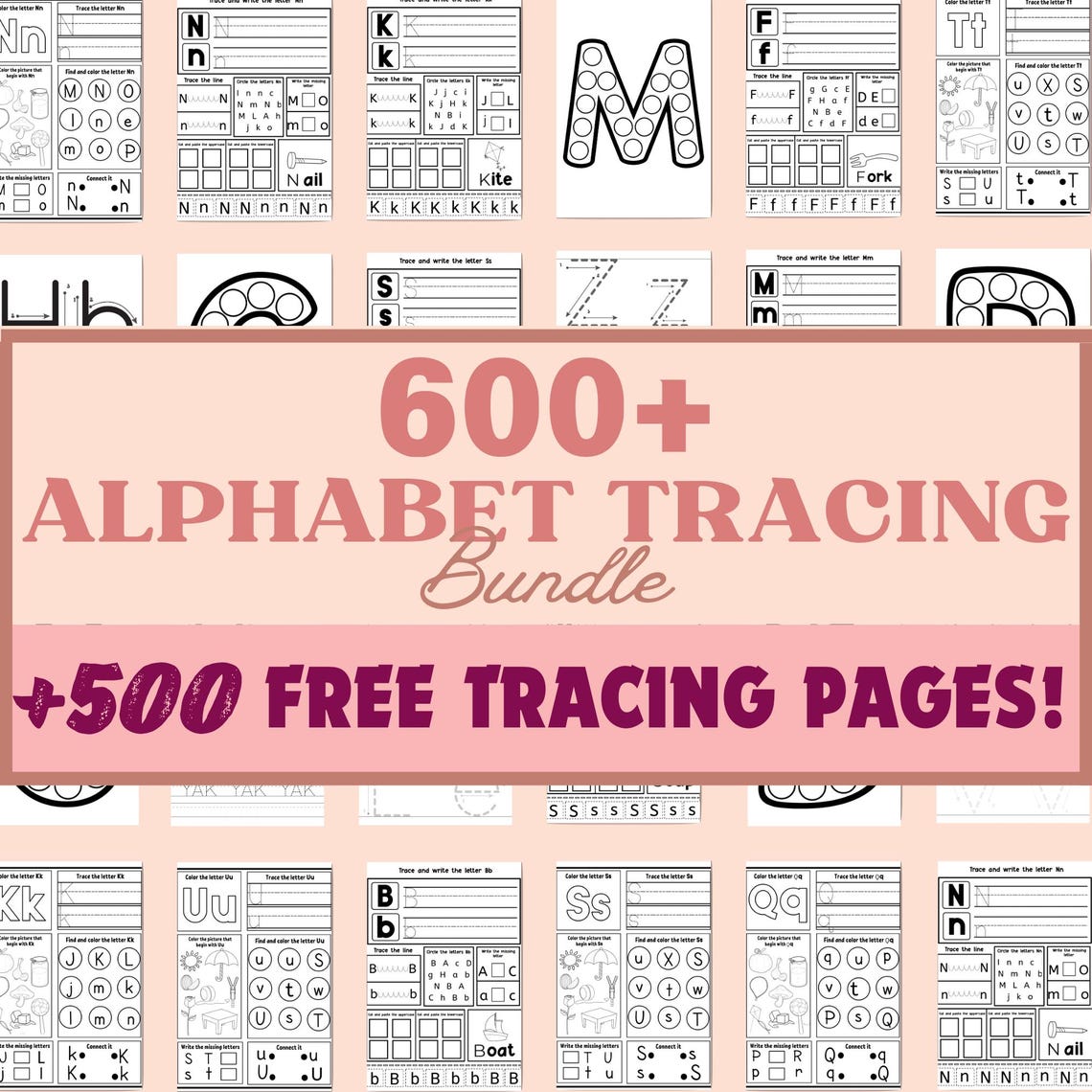 600 Alphabet Tracing Workbook, Preschool Worksheets, Worksheets for ...