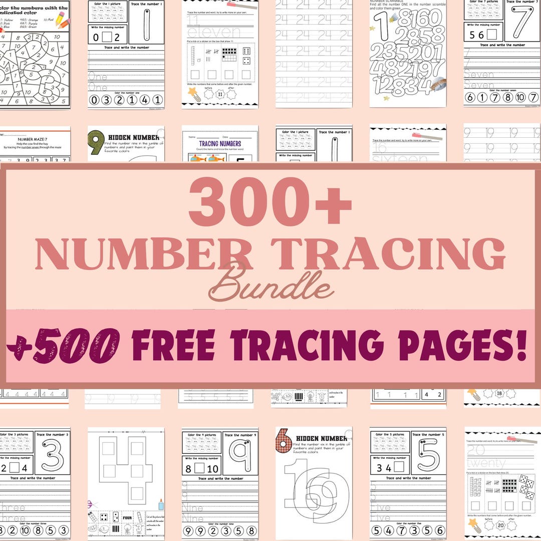 300+ Number Tracing Worksheets, Traceable Numbers, Preschool Worksheets ...