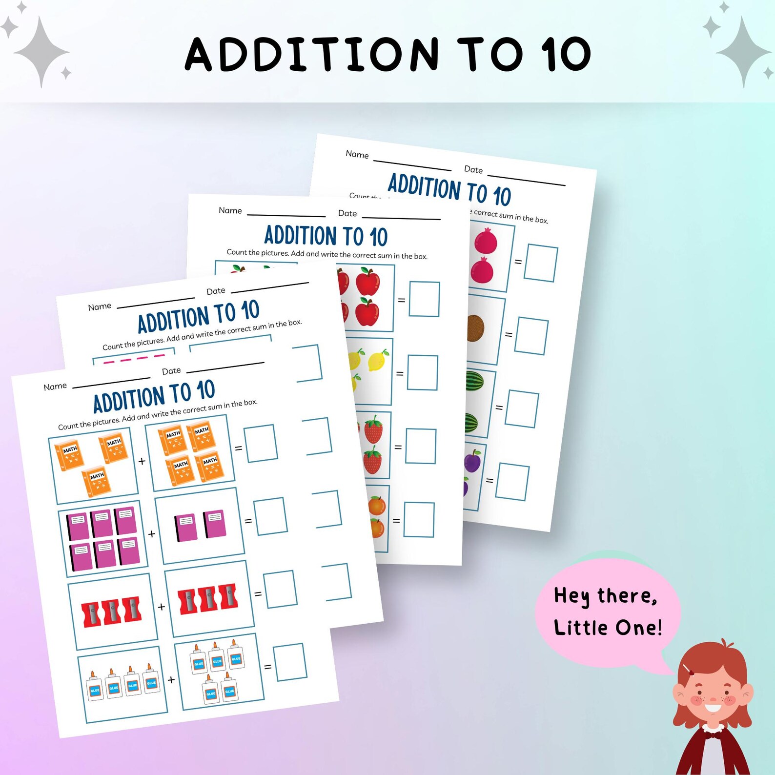 100 Preschool Math Worksheets, Beginning Math, Counting, Learning to ...