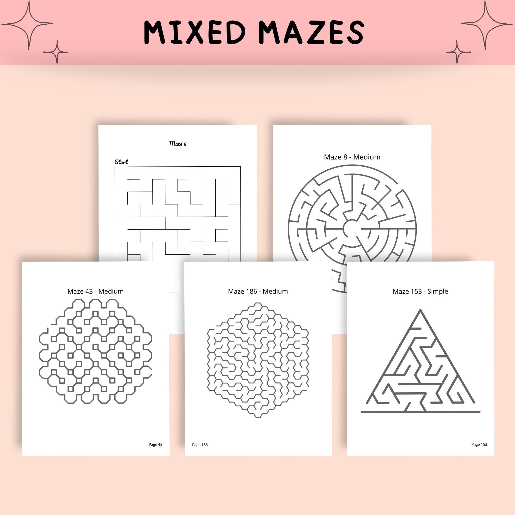 6300 Maze Puzzles, Different Difficulty Levels, Preschool Printables ...