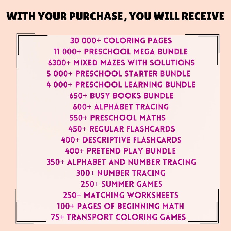 60 000+ Preschool Learning Worksheets Bundle for Kindergarten PRINTABLE ...