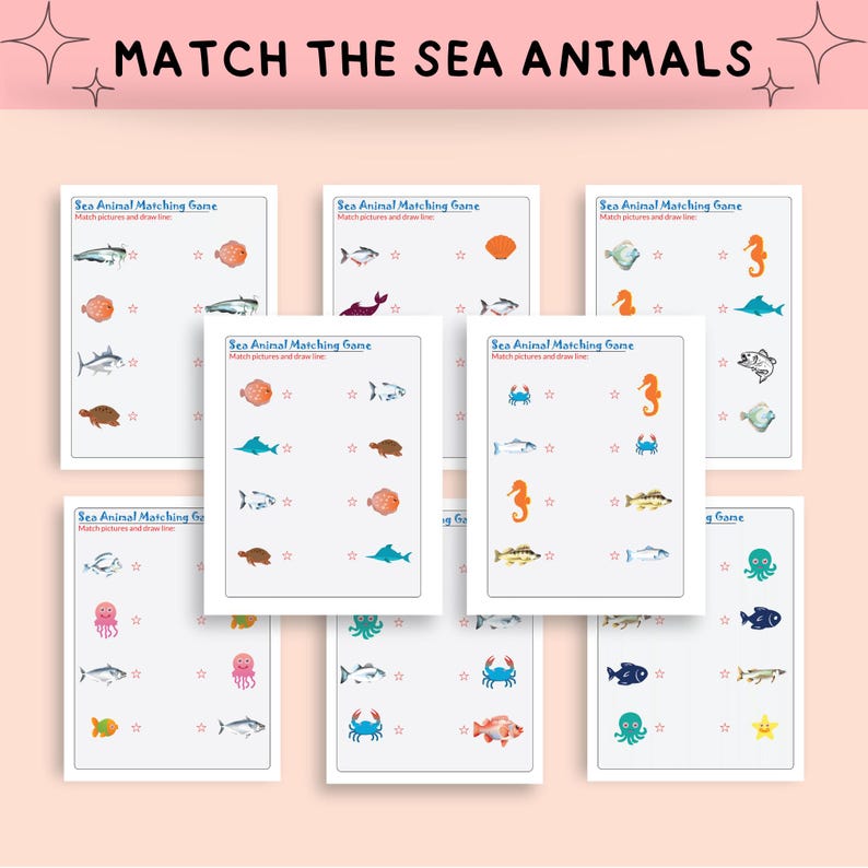 250+ Printable Matching Worksheets, Match the Picture, Kindergarten ...