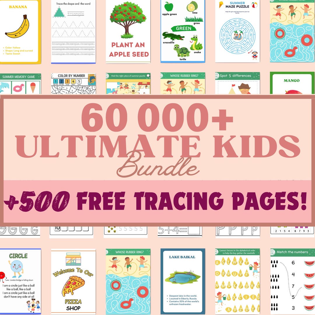 60 000+ Preschool Learning Worksheets Bundle for Kindergarten PRINTABLE ...