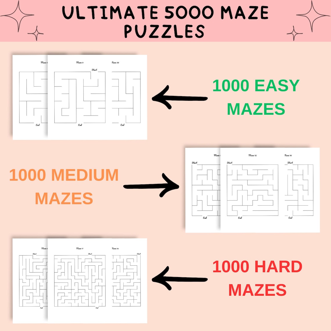 6300 Maze Puzzles, Different Difficulty Levels, Preschool Printables ...