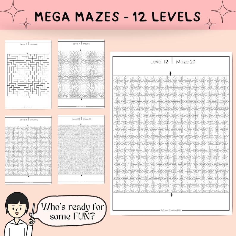 6300 Maze Puzzles, Different Difficulty Levels, Preschool Printables ...