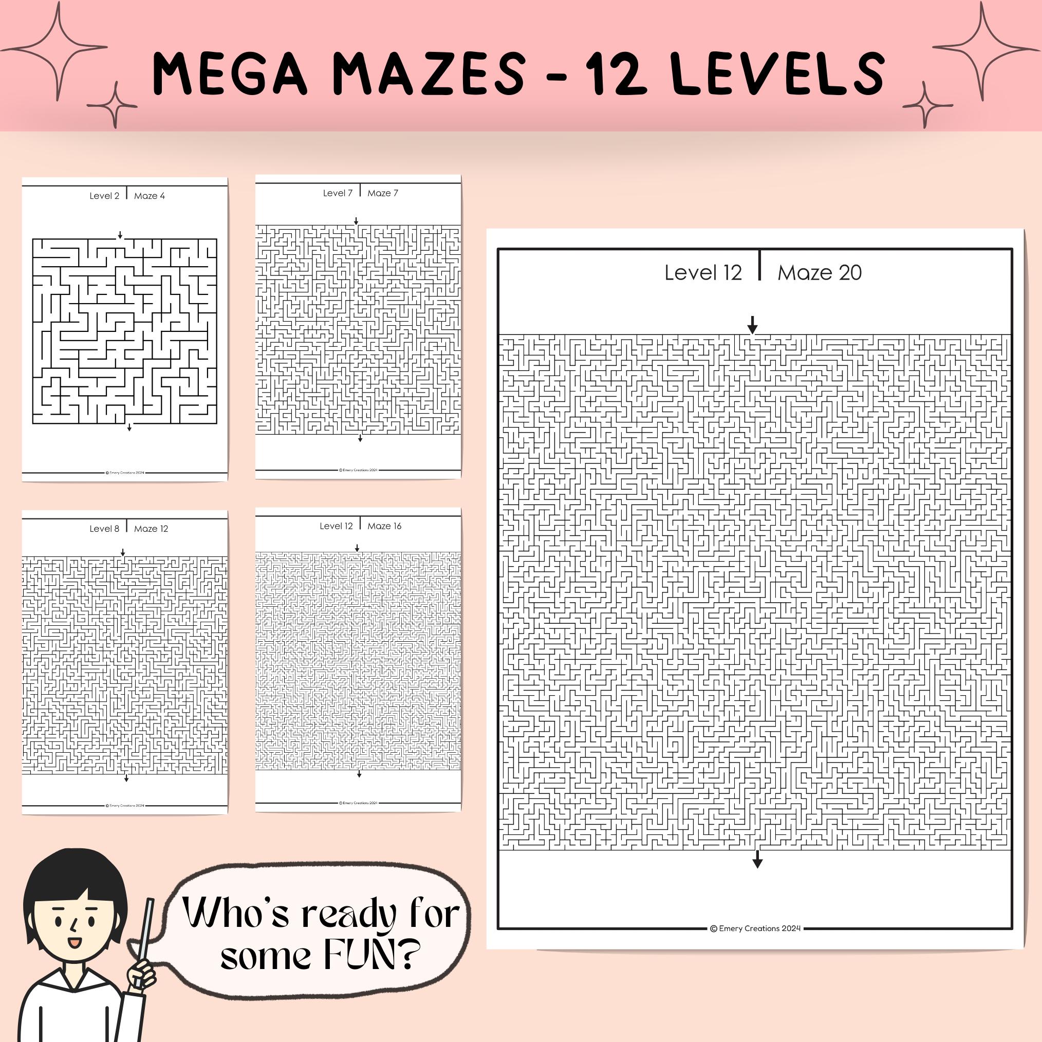 6300 Maze Puzzles, Different Difficulty Levels, Preschool Printables ...