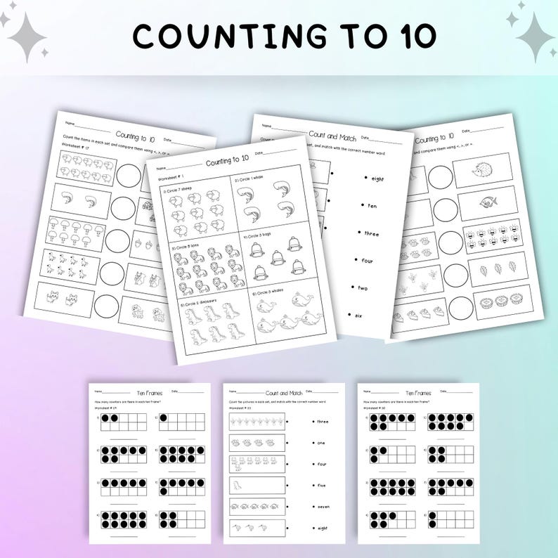 100 Preschool Math Worksheets, Beginning Math, Counting, Learning to ...