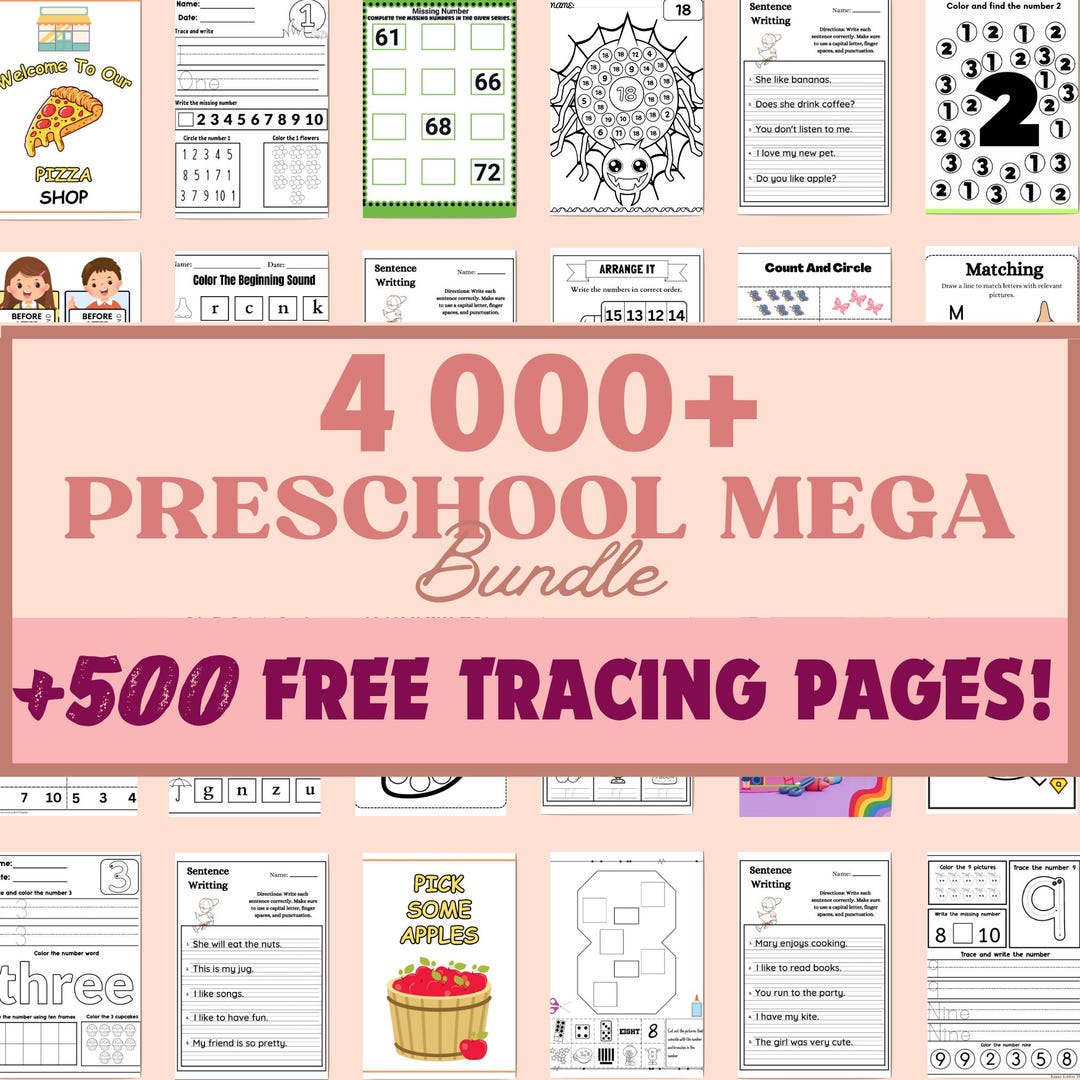 4000+ Preschool Pre-k + Kindergarten Learning Bundle, Activity ...