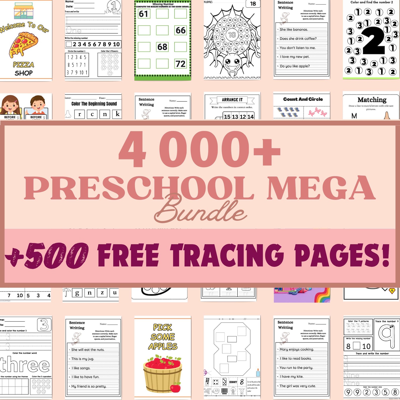 4000+ Preschool Pre-k + Kindergarten Learning Bundle, Activity ...