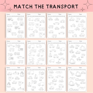250+ Printable Matching Worksheets, Match the Picture, Kindergarten ...