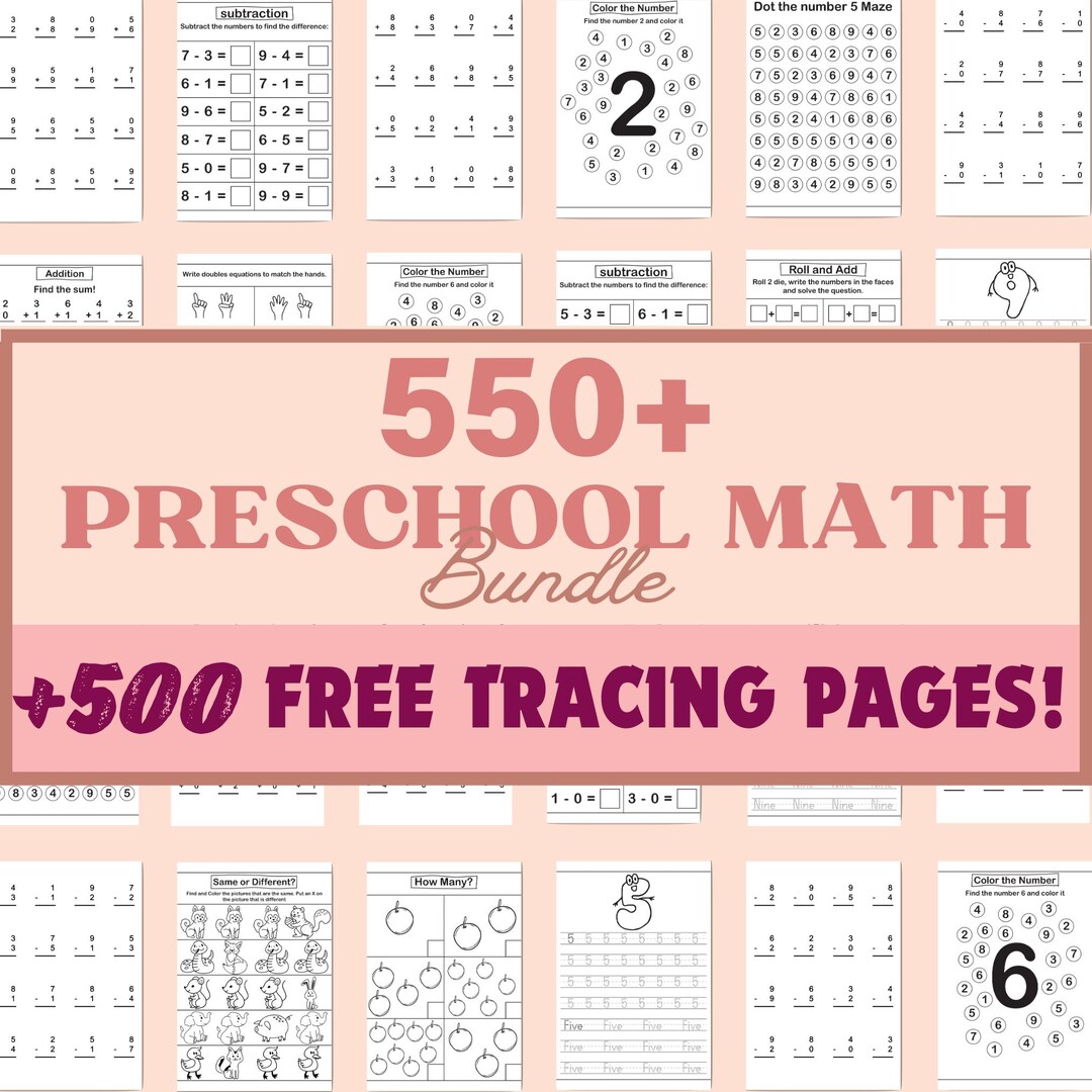 550+ Math Worksheets, Math Activity Book, Kids Activity Book, Preschool ...