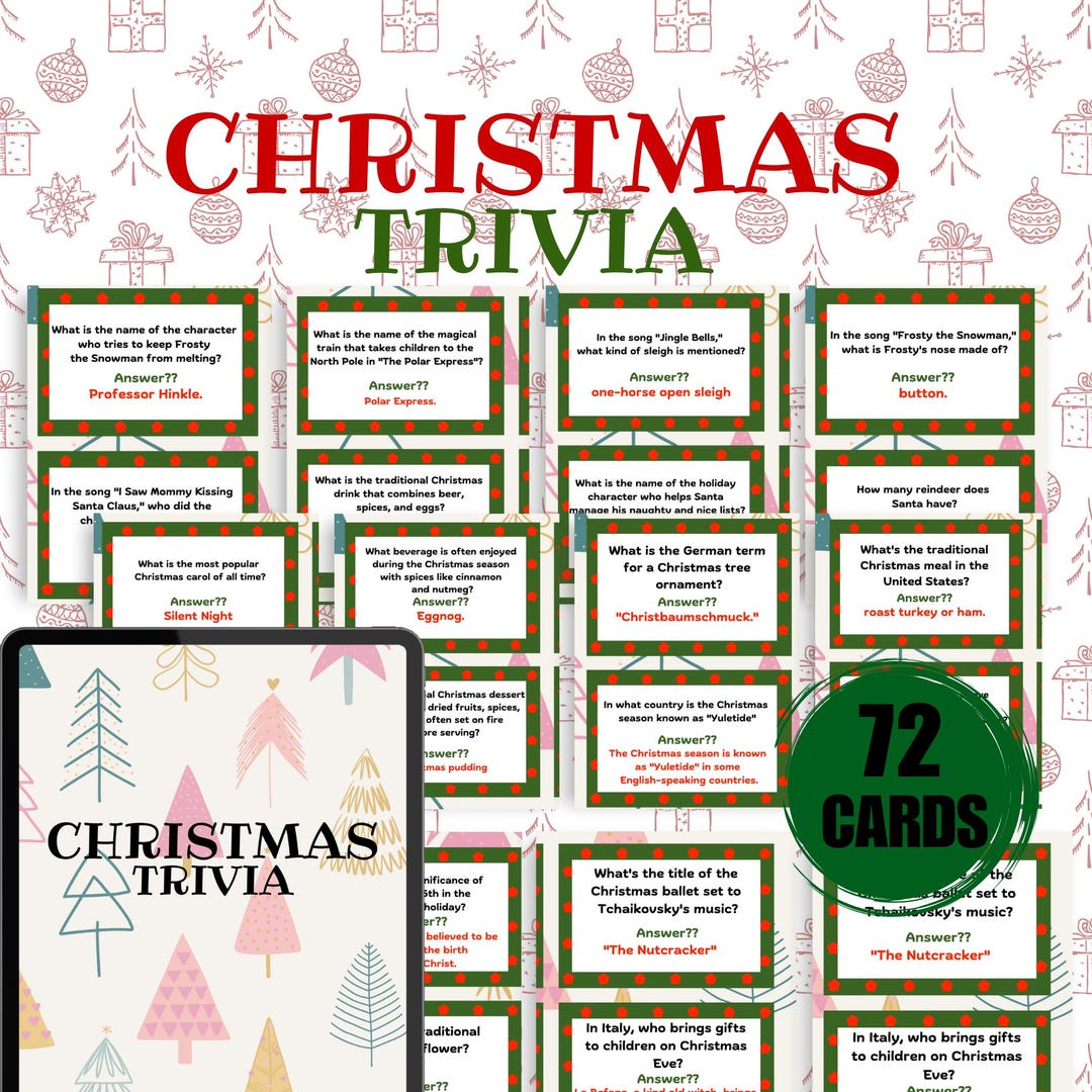 Christmas Trivia Quiz Game, Printable Christmas Family Game, Festive ...