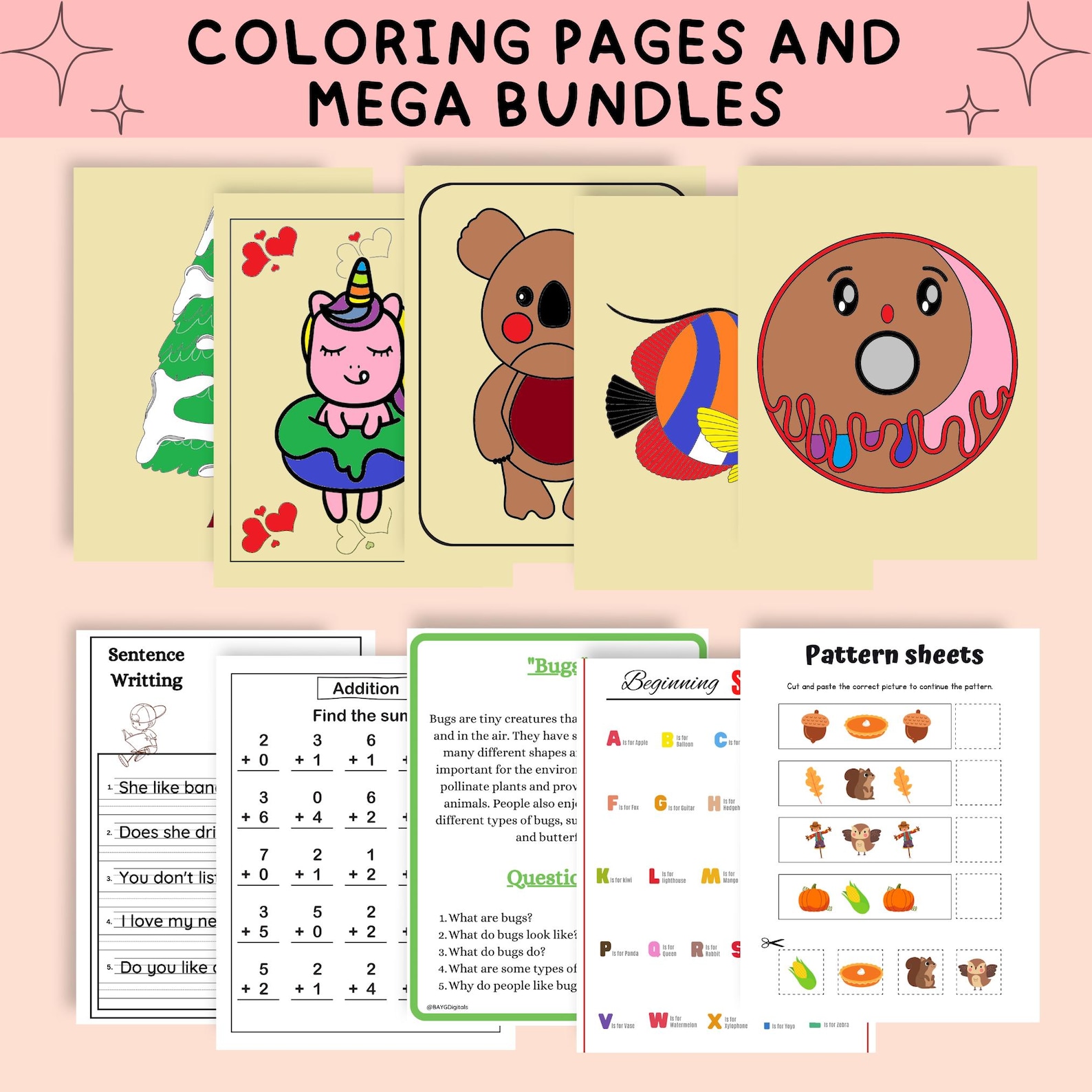 60 000+ Preschool Learning Worksheets Bundle for Kindergarten PRINTABLE ...