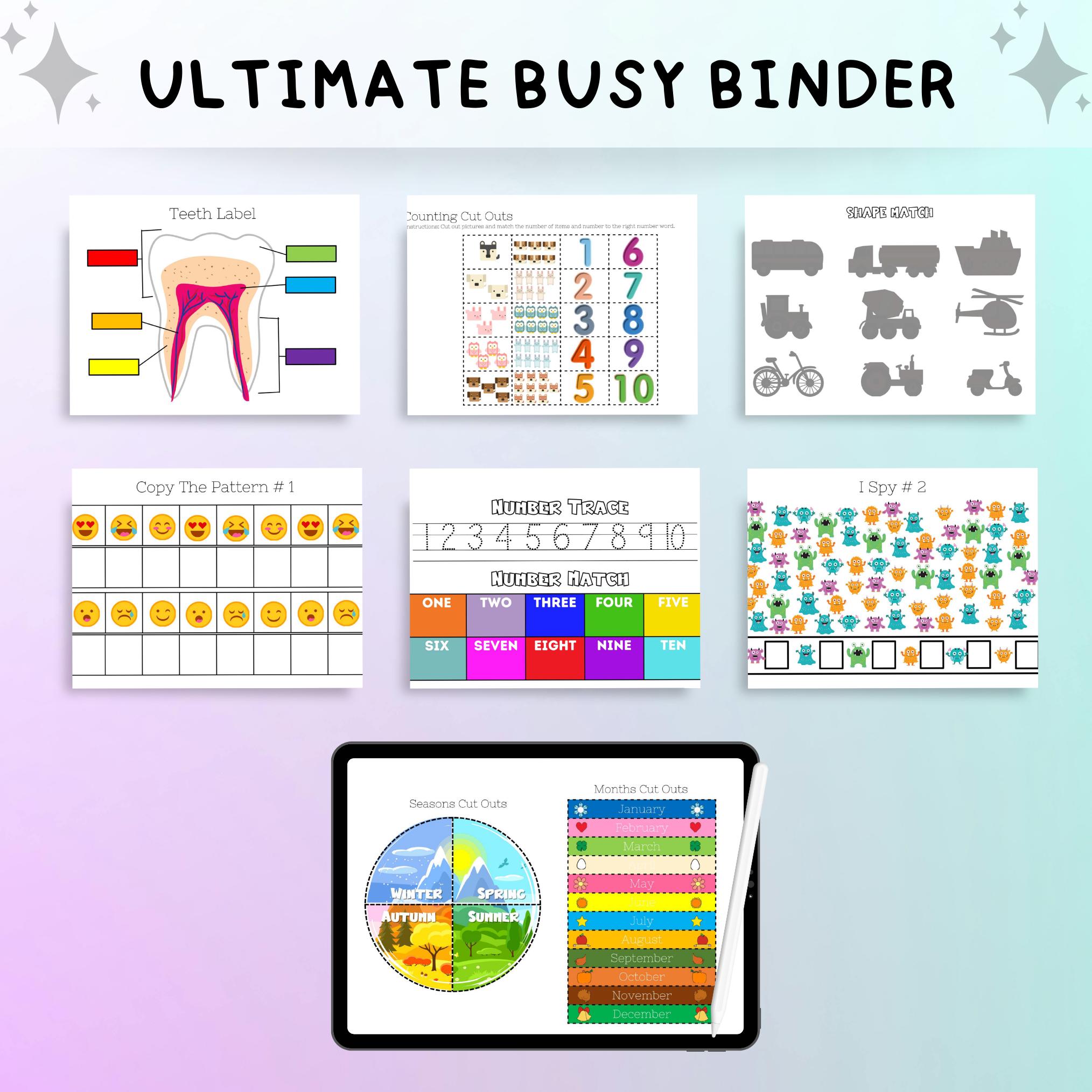 650 Toddler Learning Binder, Printable Toddler Busy Binder, Learning ...