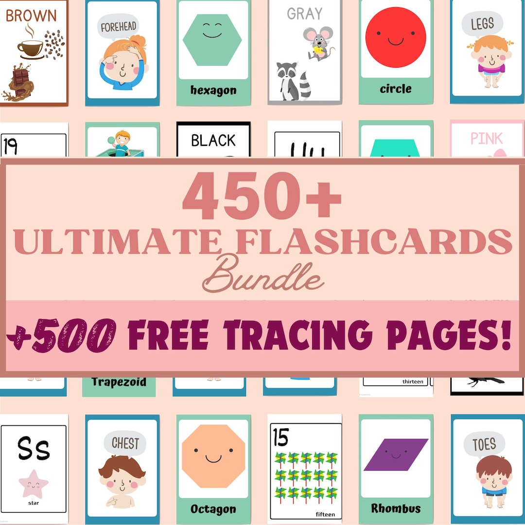 450+ Preschool Flashcards, Montessori Flashcard Bundle, Printable ...