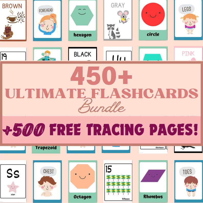 450+ Preschool Flashcards, Montessori Flashcard Bundle, Printable ...