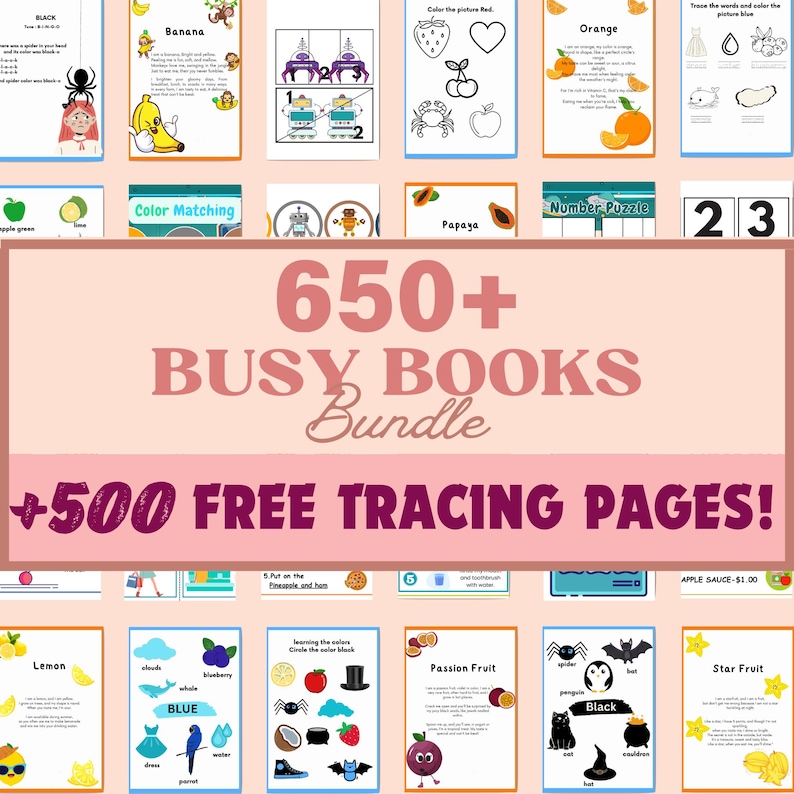 650 Toddler Learning Binder, Printable Toddler Busy Binder, Learning ...