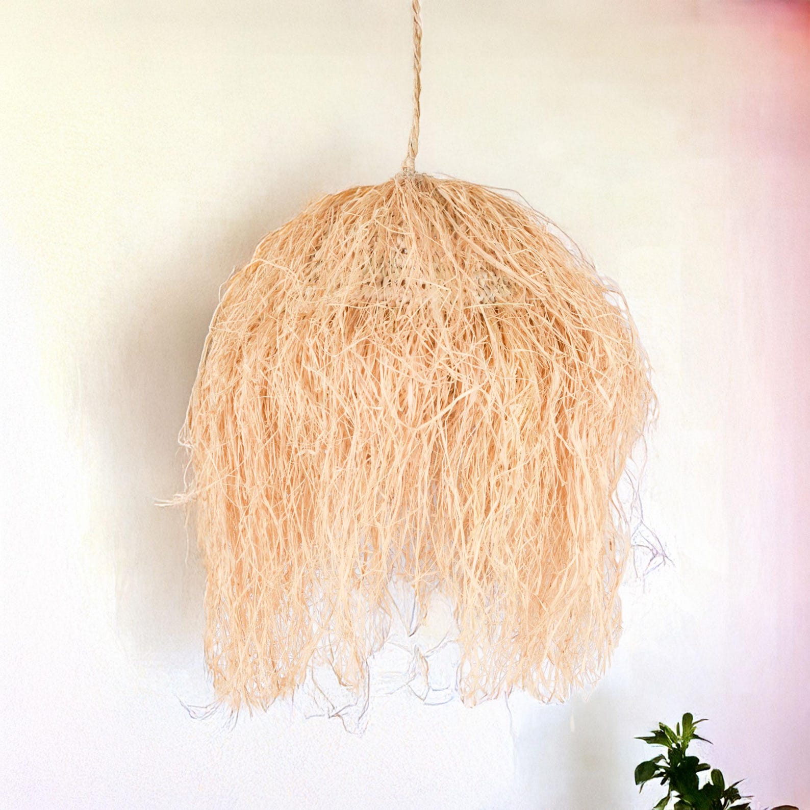 Handcrafted Raffia Pendant Light: Moroccan Boho Decor - Etsy