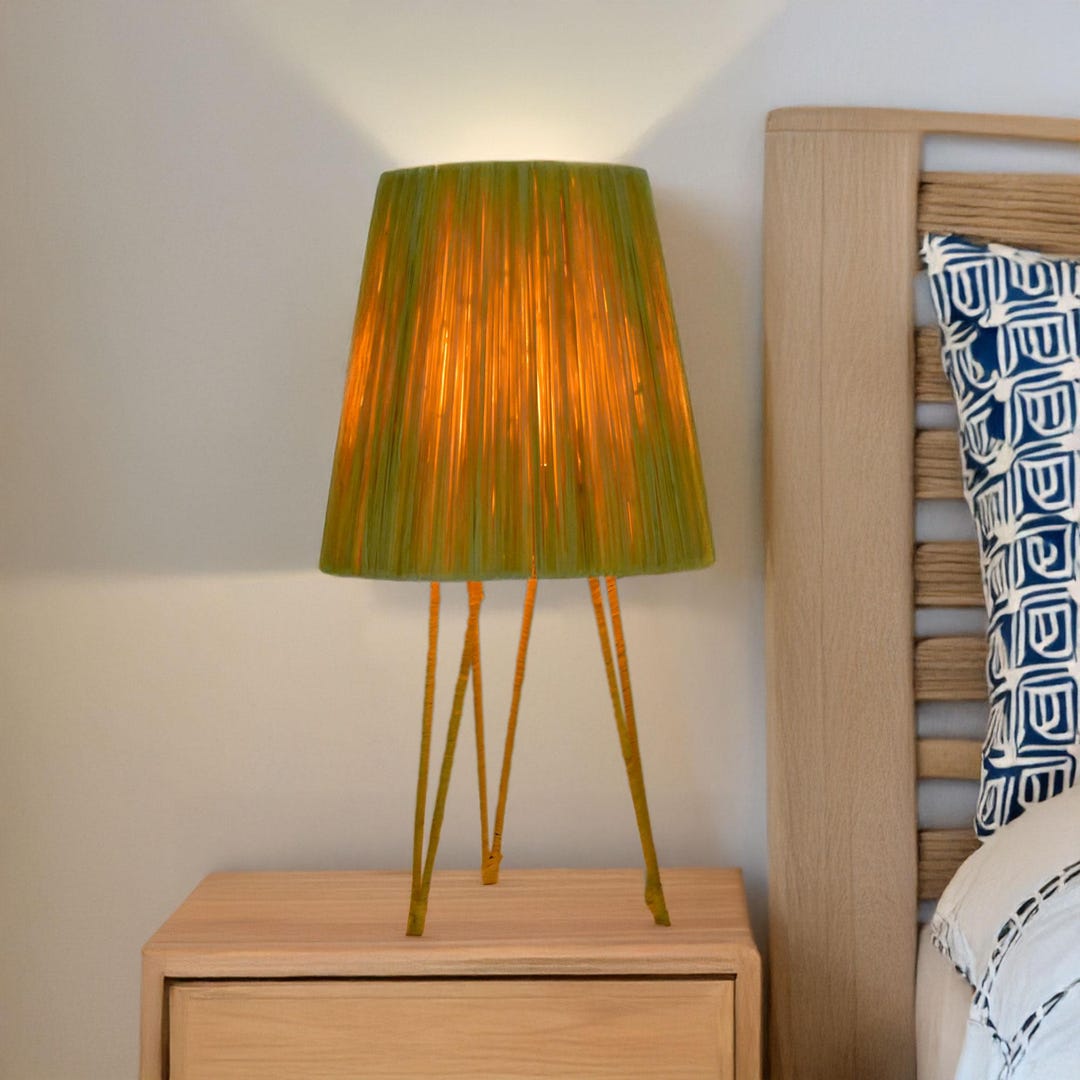 Handwoven Raffia Table Lamp: Moroccan Boho Desk Light - Etsy New Zealand