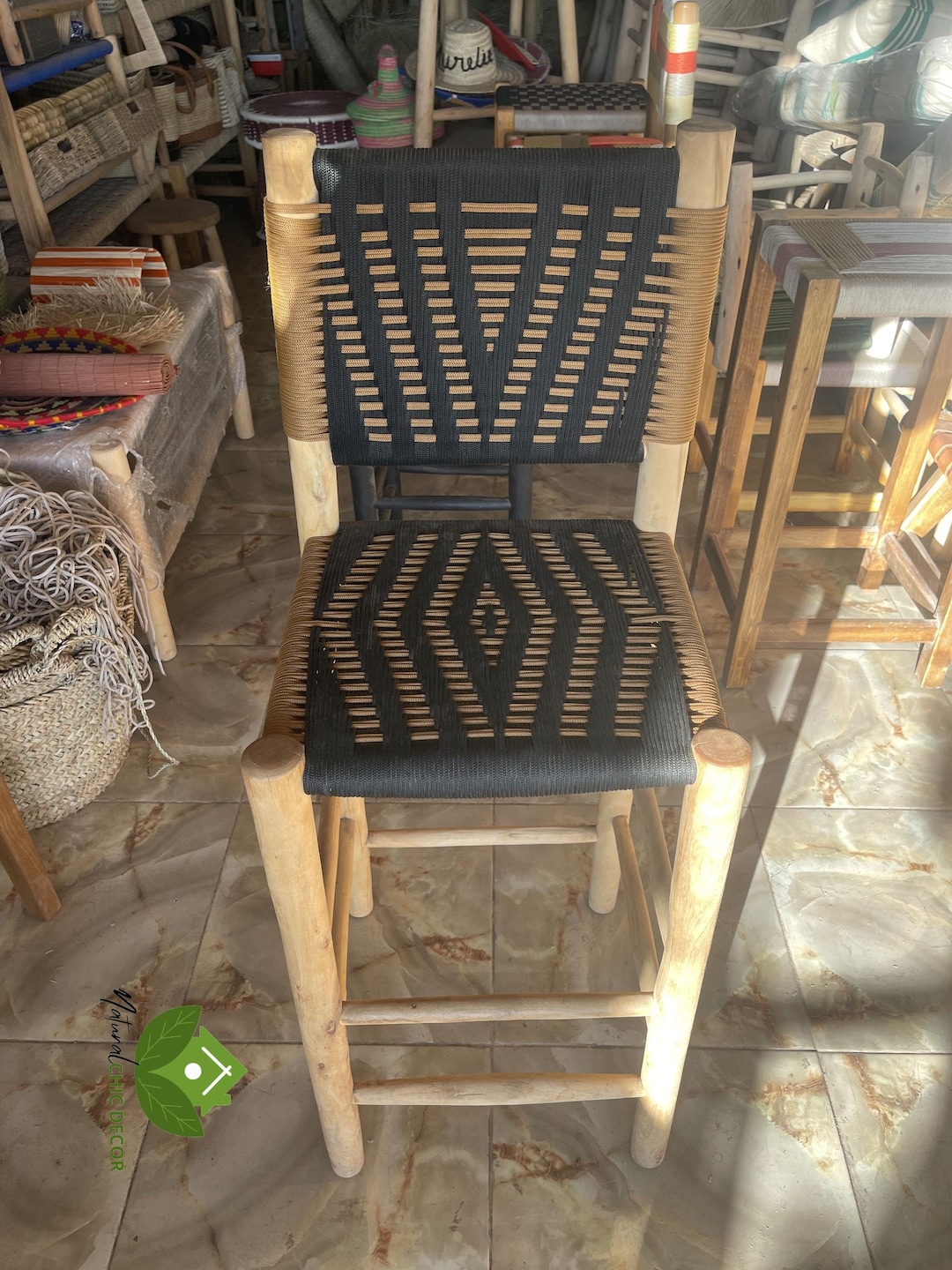 Handmade Moroccan Bar Stool With Backrest: Laurel Wood Kitchen Counter ...