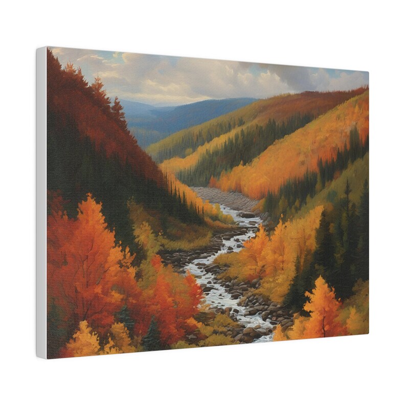 Forest Valley in Fall Canvas Art Print, Home Decor Office Decor Cottage ...