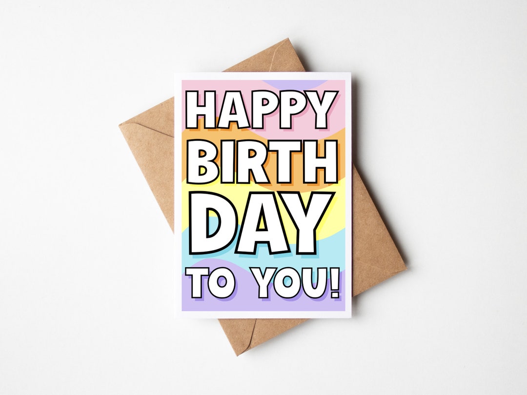 Happy Birthday Pastel Wave Card A5 Birthday Card Colourful Pastel ...