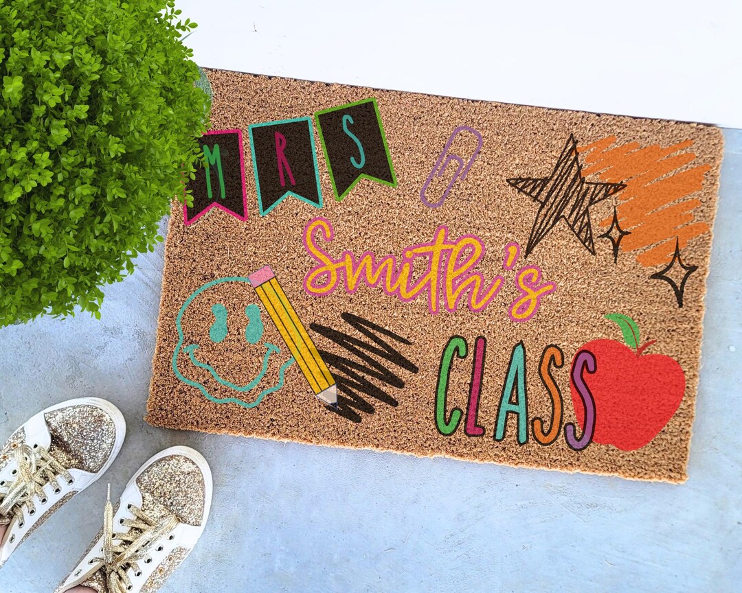 Teacher Class Doormat | Doodle Doormat | School Decor | Gift for Her ...