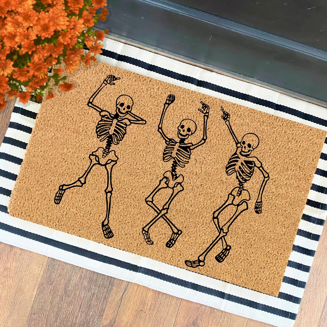 Dancing Skeleton Doormat | Halloween Decor | Fall Home Decor | Welcome ...