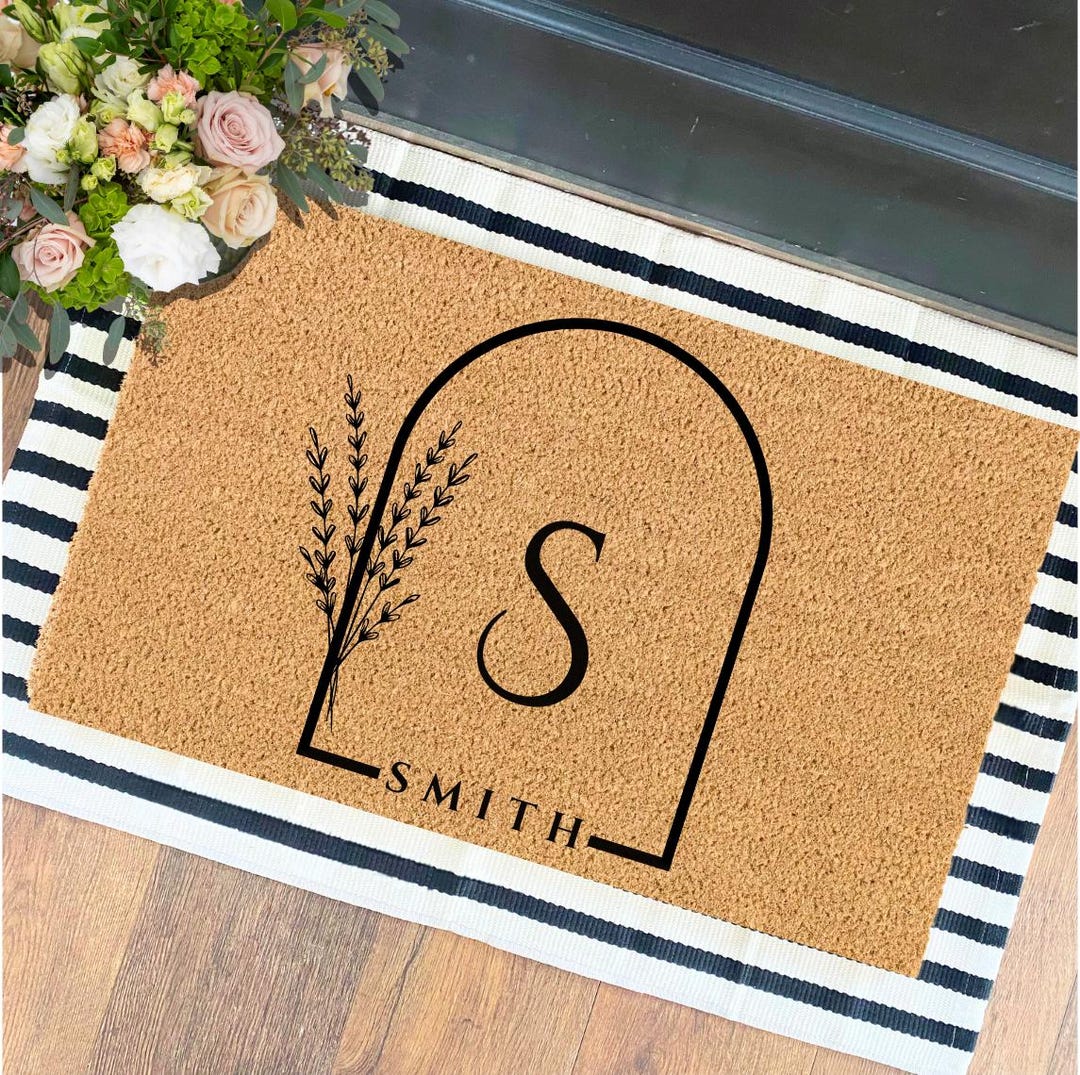 Floral Monogram Custom Doormat, Personalized Housewarming Gift, New ...