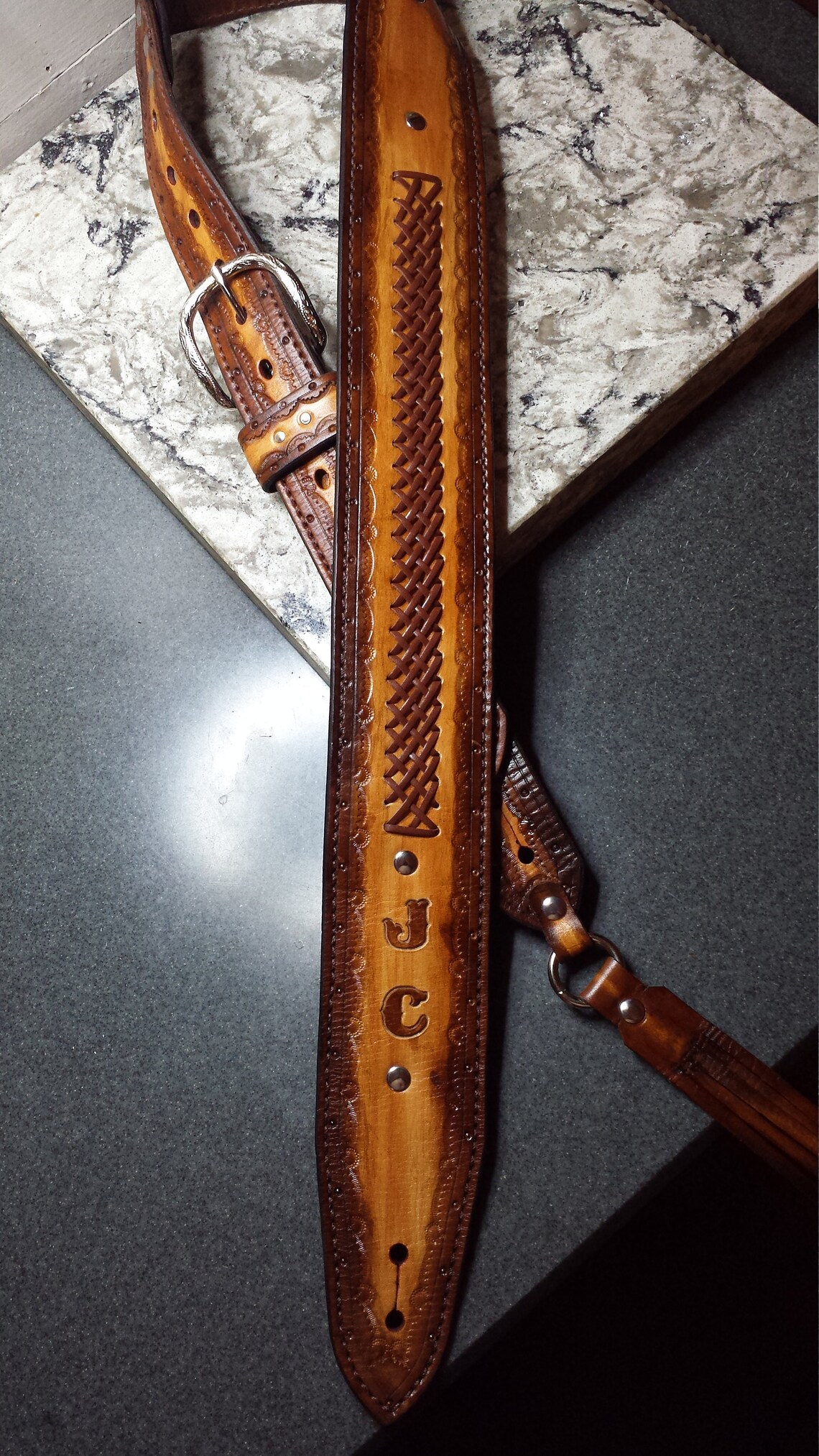 Guitar Strap Austin Braid Handmade Genuine Country Leather | Etsy