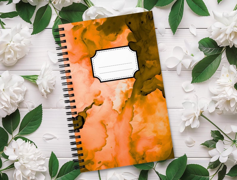 Watercolor Orange Gift Notebook. Cute Journal. Smoke. Waves. A5 ...