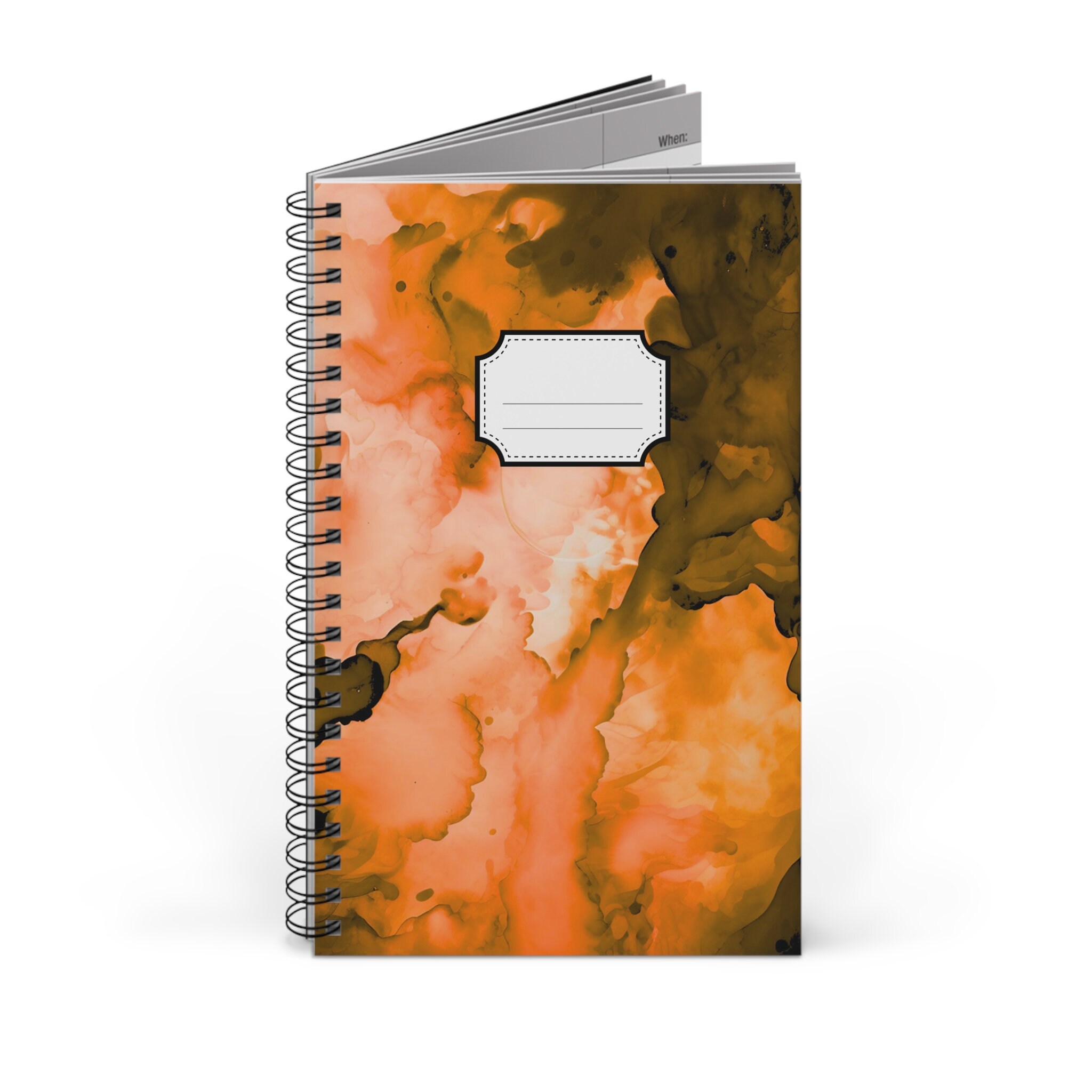 Watercolor Orange Gift Notebook. Cute Journal. Smoke. Waves. A5 ...