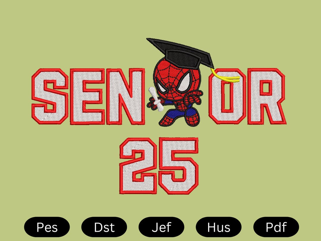 Senior Spider 25 Embroidery File, Spider With Graduation Cap Embroidery ...