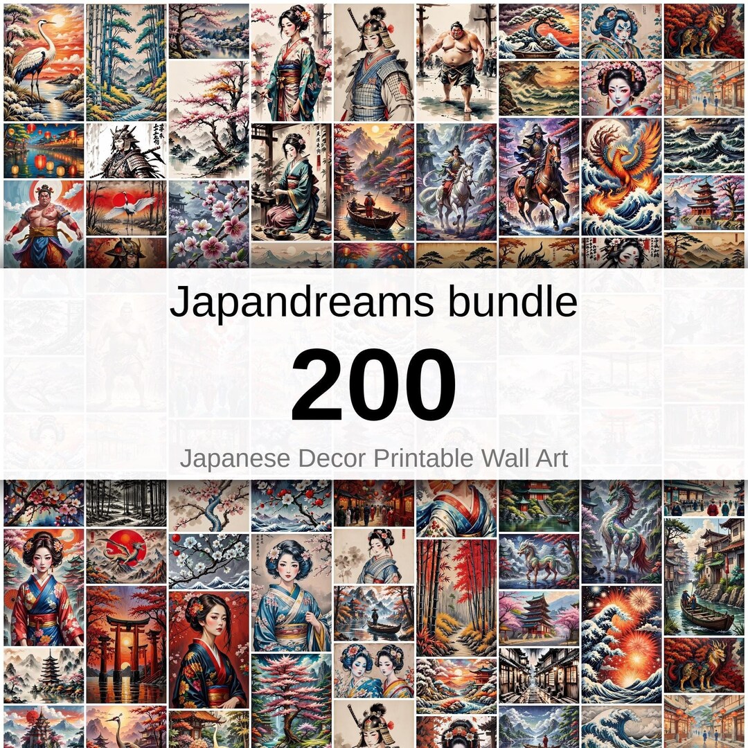 Maximalist Japanese Wall Art, Eclectic Vintage Gallery Wall Set ...