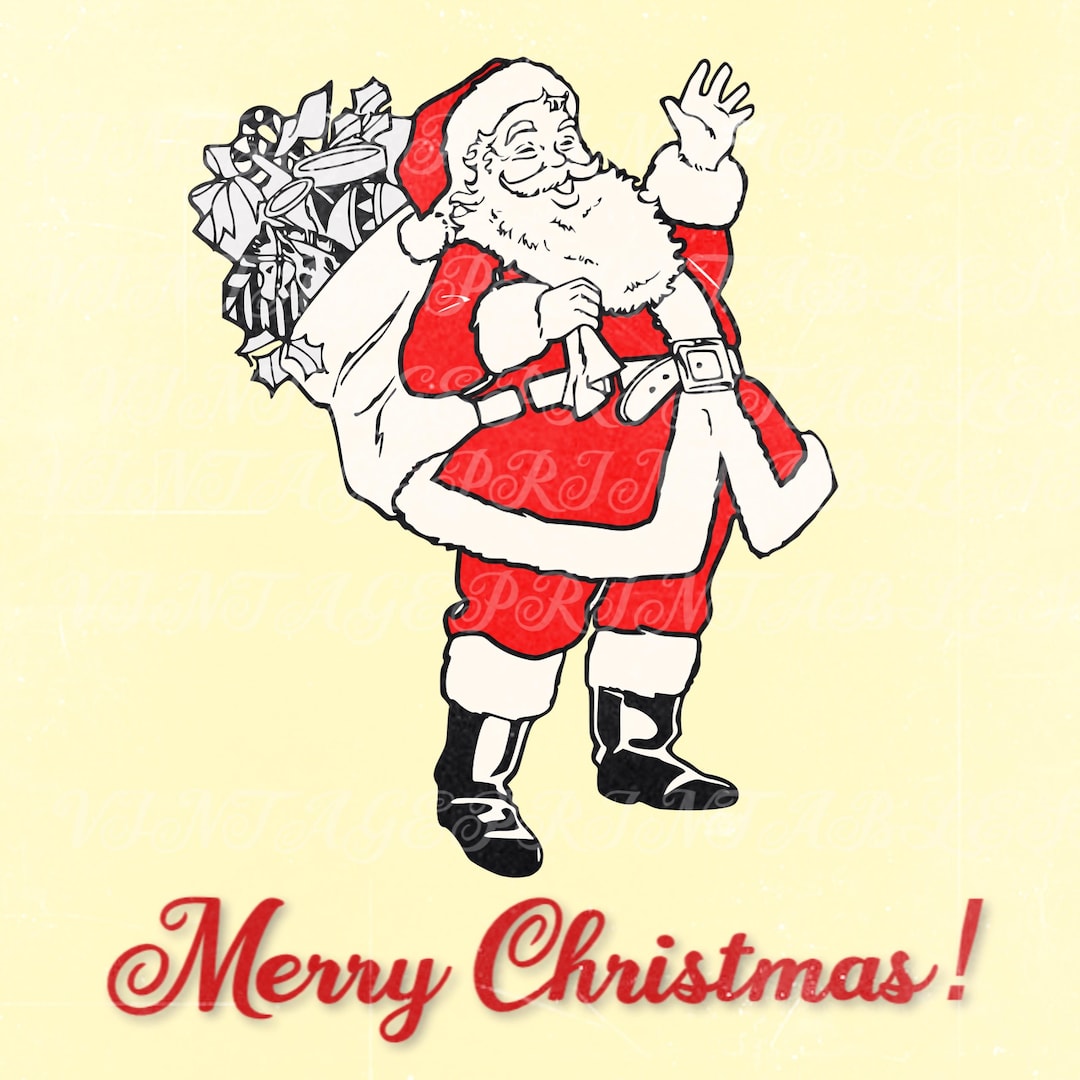 Santa Christmas Card Downloadable - Etsy