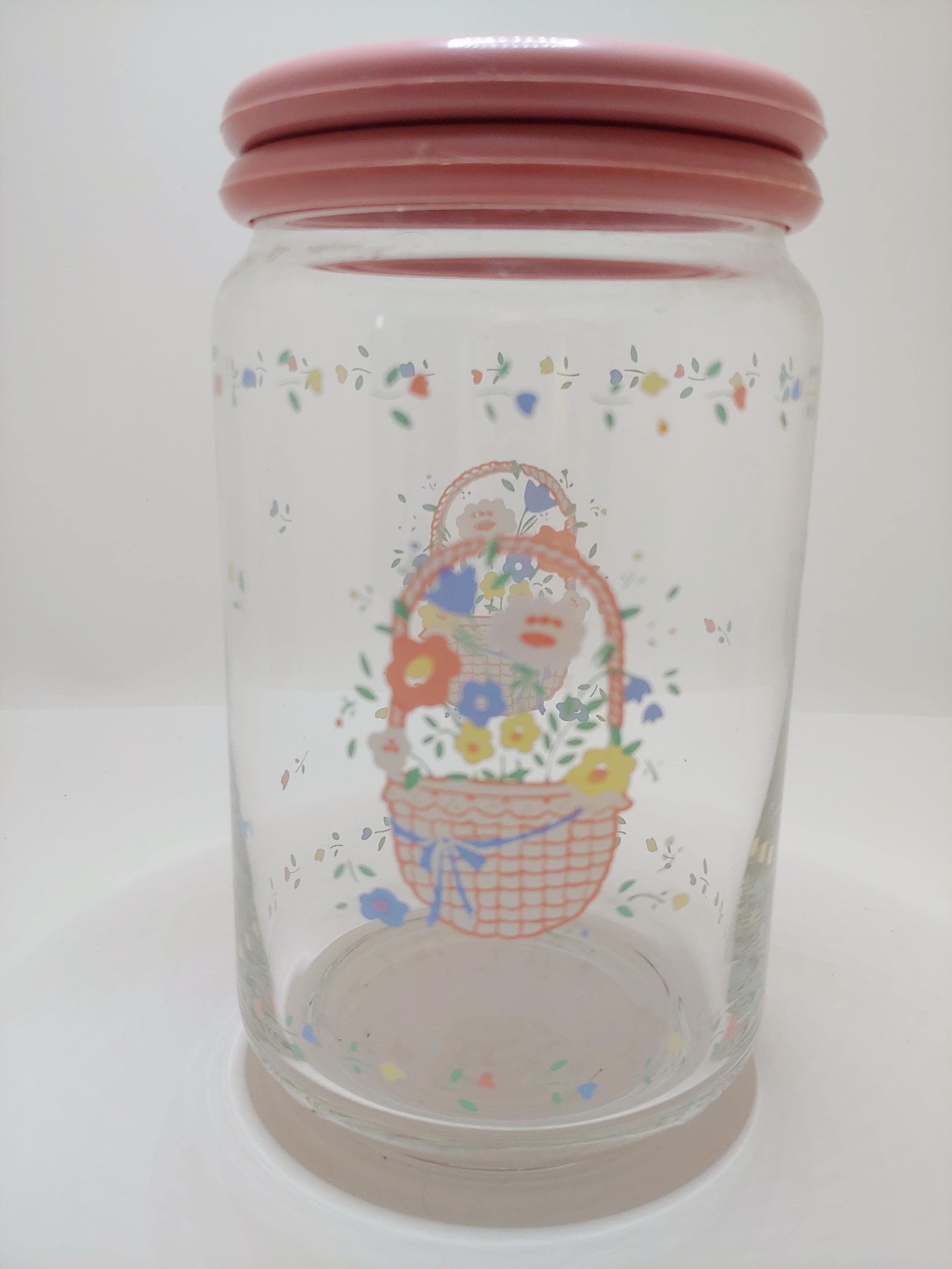 Vintage Spring Easter Glass Jar With Pink Plastic Lid - Etsy