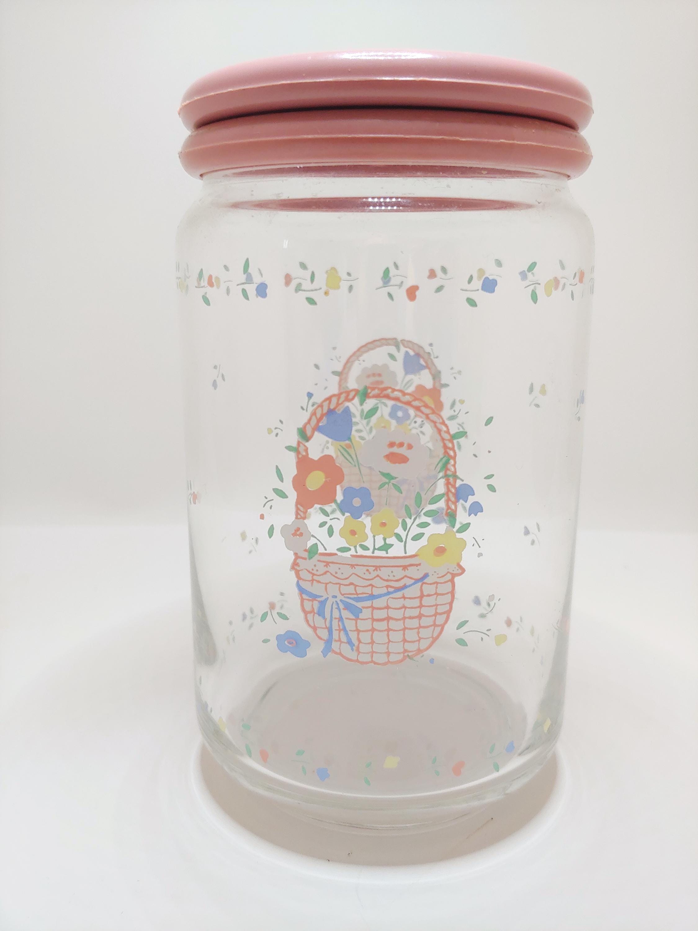 Vintage Spring Easter Glass Jar With Pink Plastic Lid - Etsy