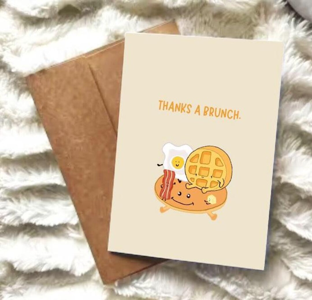 Punny Thank You Greeting Card | ‘thanks a Brunch’ | A2 Card | Waffle ...