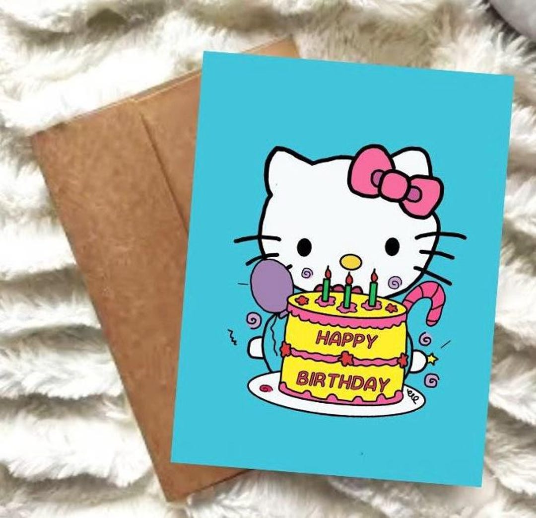 Cute Hello Kitty Birthday Card | 'happy Birthday' | A2 Card | Pink ...