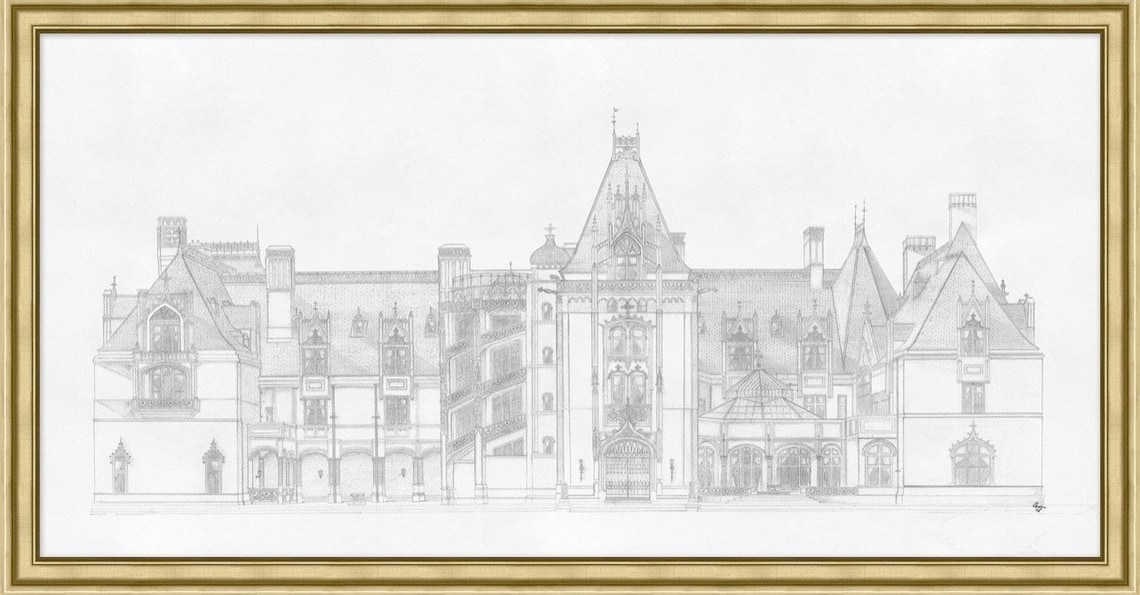 Architectural Study Print of Biltmore Estate - Etsy