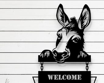 Farm Animal Donkey Welcome Sign Laser Cut Vector Design –SVG, DXF, Ai ...