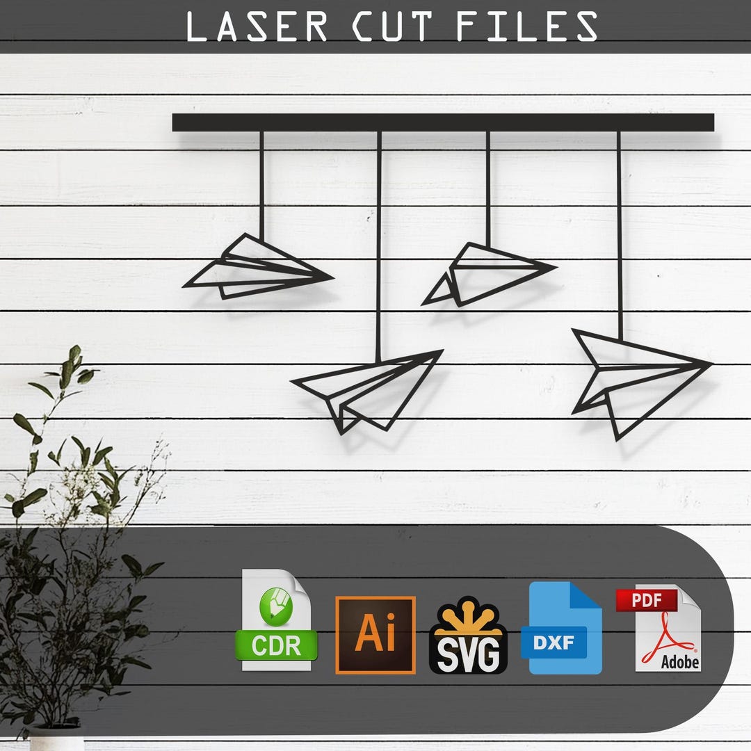 Decorative Origami Paper Plane Laser Cut, Vector Files –SVG, DXF, Ai ...
